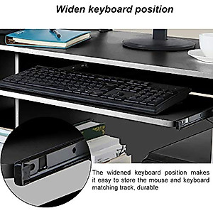 Nihewoo Computer Desk with Storage Shelves,Home Office PC Laptop Desk Sturdy Writing Desk Writing Computer Desk Black