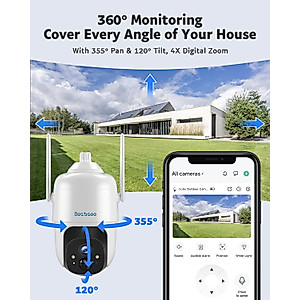 Bestsee Solar Security Camera Outdoor, 2K 360° View PTZ 2.4G Wireless Cameras for Home Security with Mobile App, Spotlight & Siren/3MP Color Night Vision/2-Way Talk/AI Motion Detection/SD/Cloud