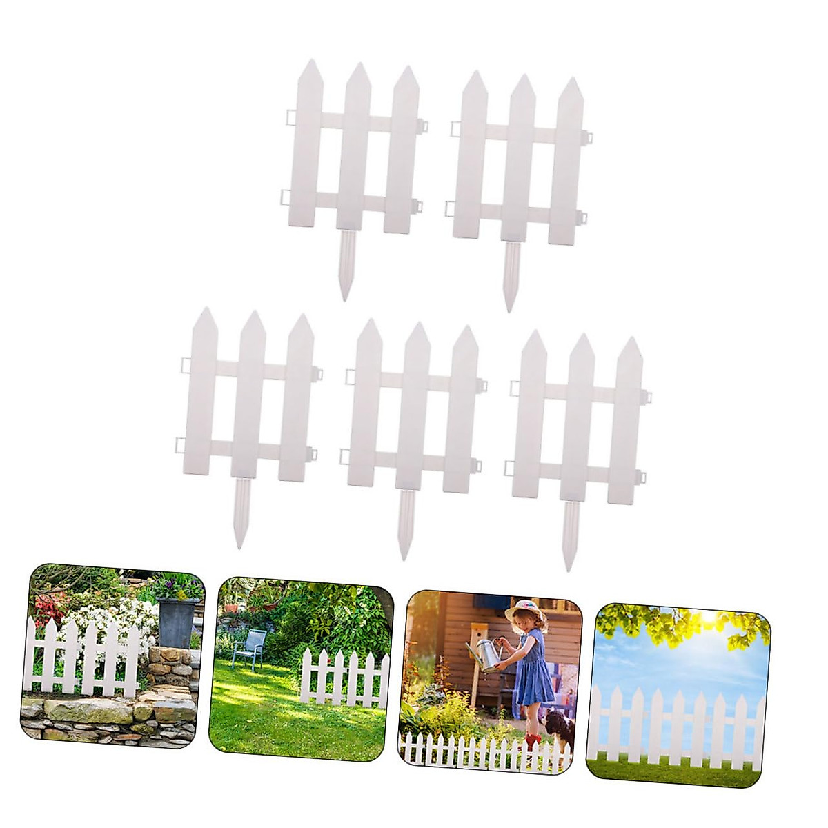 IFANLANDOR 5 Sets The Fence Fencing for Yard Privacy Screen Outdoor Garden Fencing Landscape Fence Landscape Border Picket Fence Garden Patio Fence Panel Christmas Small Fence White Plastic