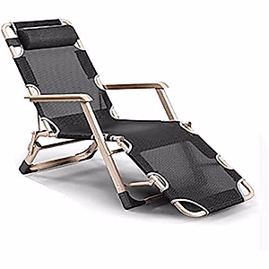 XZGDEN Lightweight Camping Chairs Garden Loungers Folding Chair Lazy Chair Outdoor Living Room Office Siesta Breathable Backrest Chair Folding Chair (Color : Black)