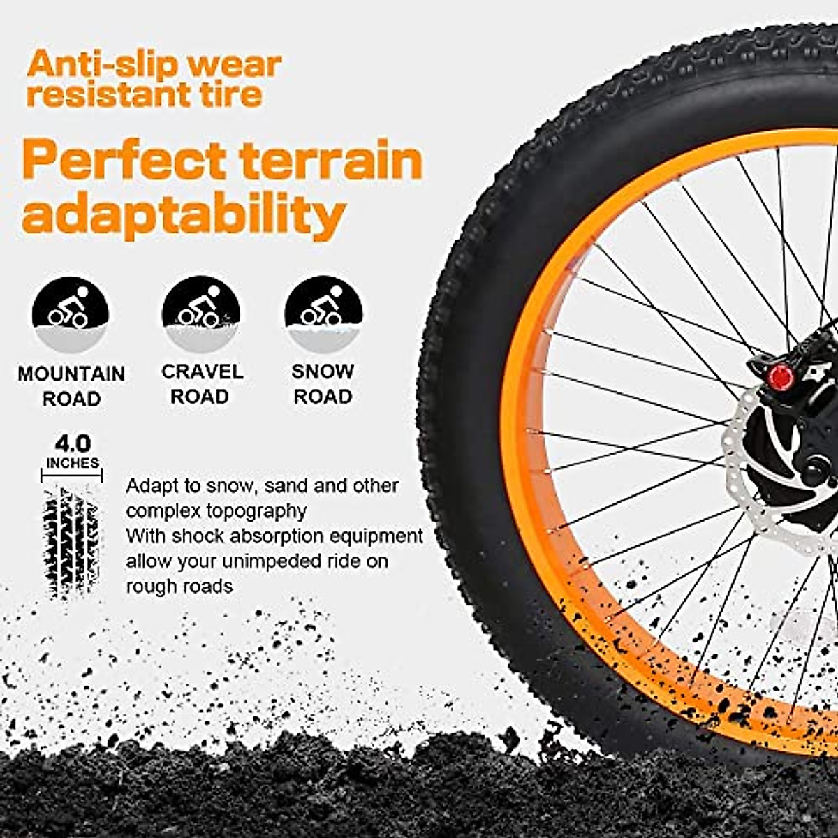 ECOTRIC Electric Bike 26" Fat Tire 750W Electric Bicycles 48V 13AH Removable Large Battery Beach Snow Mountain E-Bike for Adults UL Certified with Dual Shock Absorber & Shimano 7-Speed