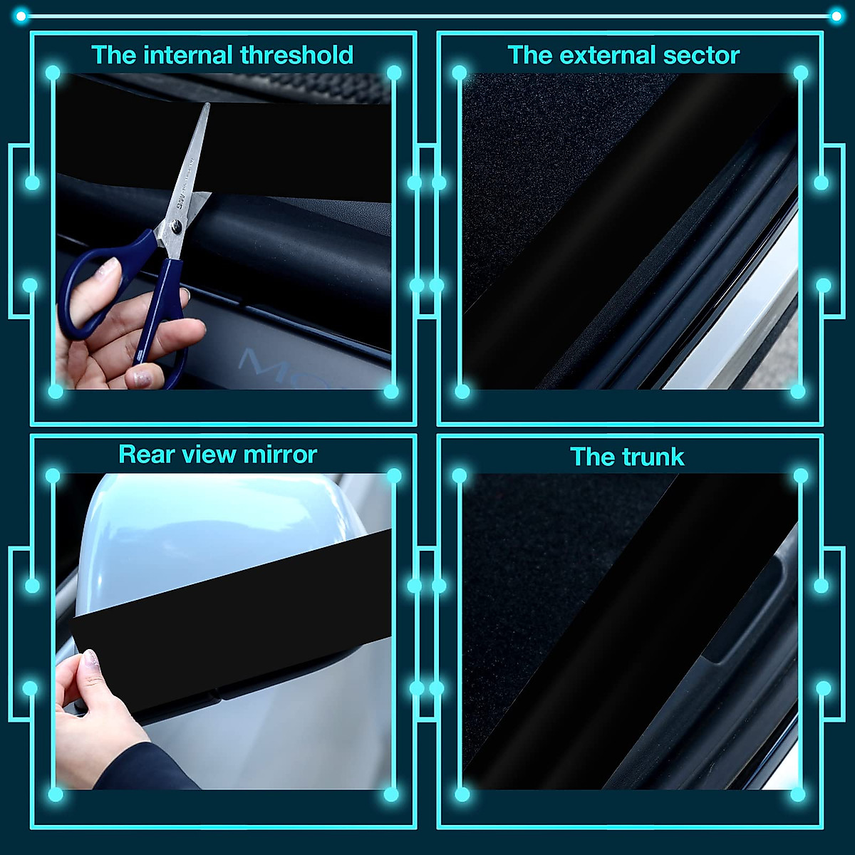 Marsui 3 Rolls 67 ft Matte Black Vinyl Wrap for Car, Includes Matte Adhesive Vinyl Tape for Chrome Delete, Window & Door Protection(2" x 32.8Ft, 2.8" x 16.4Ft, 4" x 16.4Ft)