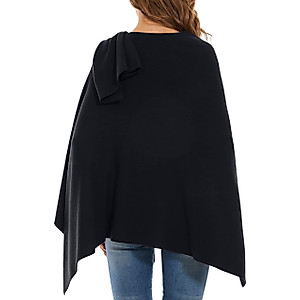 FUGREEN Ponchos for Women Knitted Shawls and Wraps for Evening Dressess Knitted Casemere Feel Poncho with Button