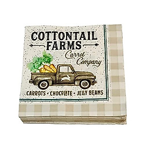 Easter Cottontail Farms Bunny Carrot Truck Paper Napkins (Lunch Size, 44 Count)