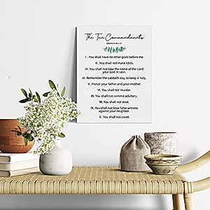 the Ten Commandments Bible Verse Canvas Painting Framed Wall Art Decor for Living Room Bedroom, Exodus 20:1-17 Christian Scripture Canvas Poster Print Decorative Gift