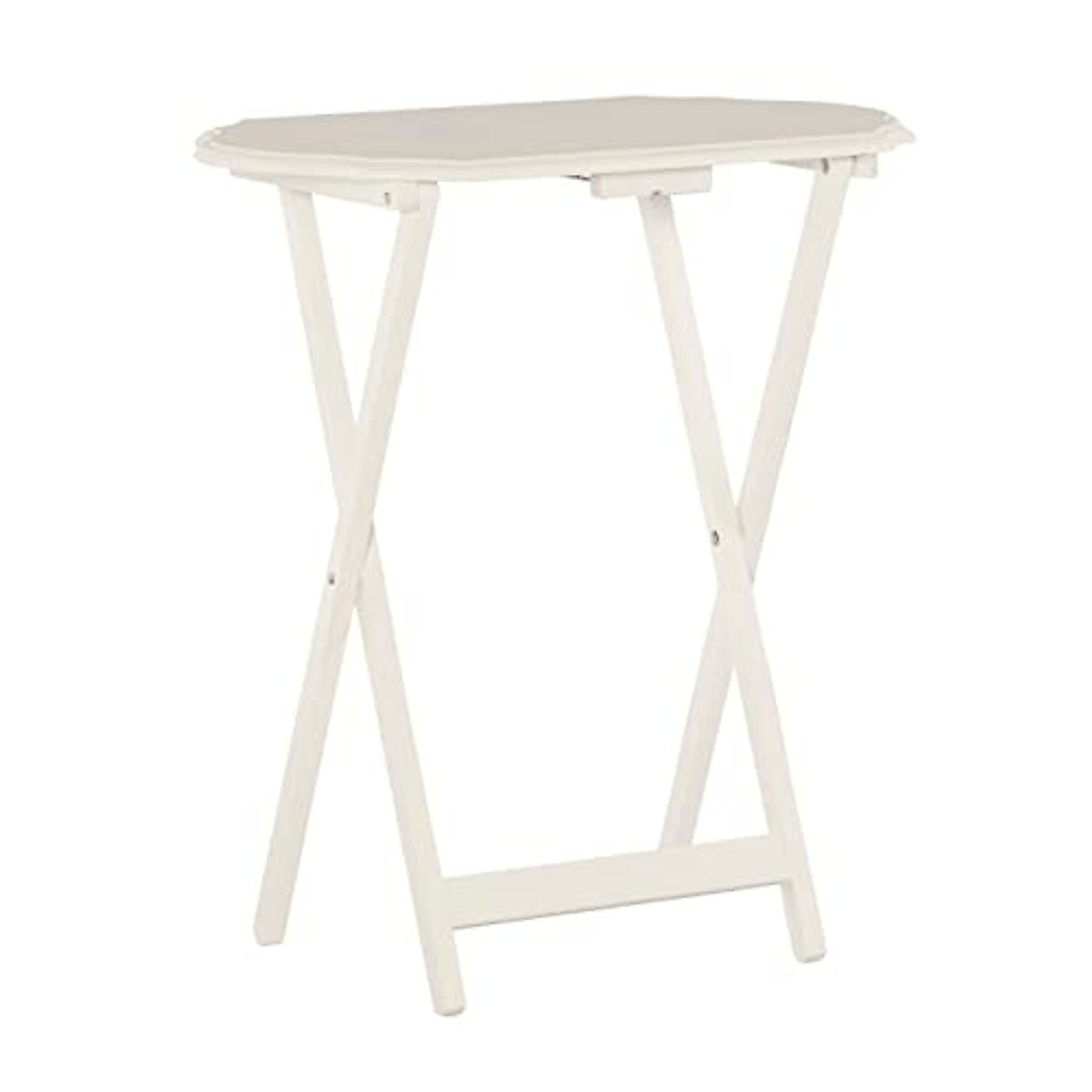 Linon White Folding Set of 2 Audra Snack Tray