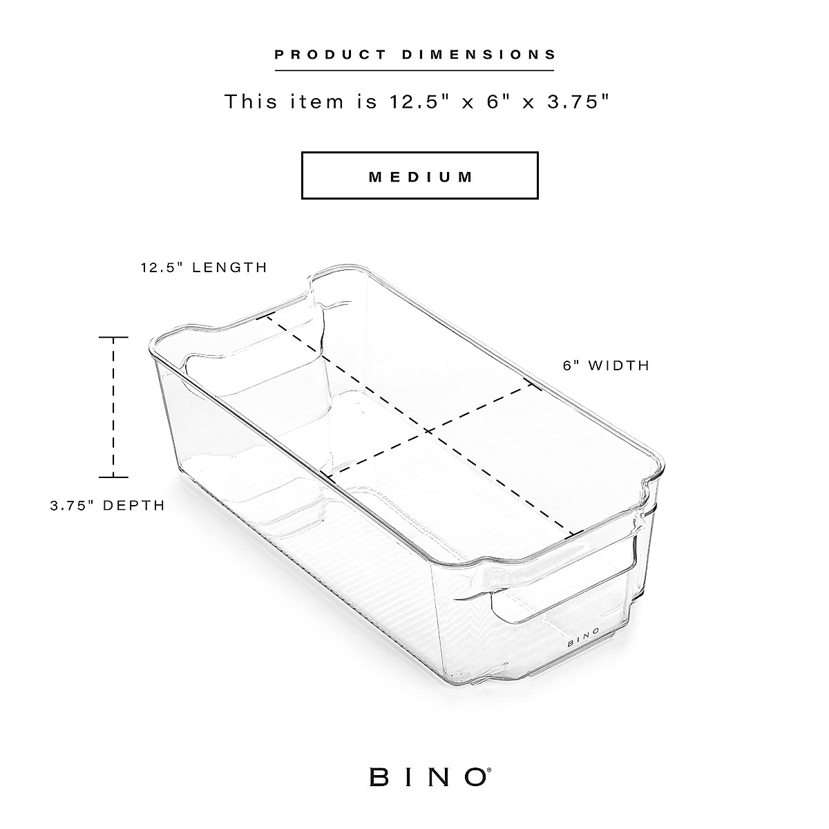 BINO | Stackable Storage Bins, Medium - 2 Pack THE STACKER COLLECTION Clear Plastic Built-In Handles BPA-Free Containers for Organizing Kitchen Pantry Multi-Use Organizer Bins