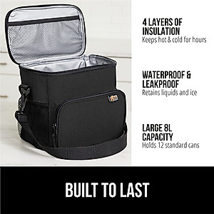 Gorilla Grip 8 Liter Insulated Cold and Hot Durable Leakproof Lightweight Bag, Cooler Tote for Food Drinks Large Lunch Box Work School Picnic Men Women, Kids Coolers Ice Pack Girls Boys Lunches Black