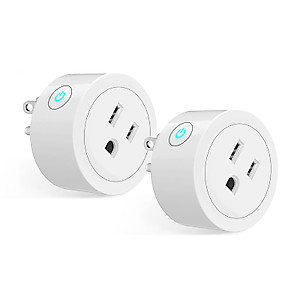 MOES Smart Plug WiFi Smart Power Socket with Dimmable RGB LED Night Light, Wireless Remote Control with Smart Life/Tuya App, Outlet Compatible with Alexa Google Home, No Hub Required