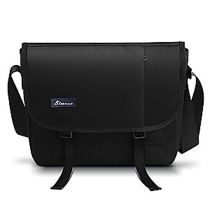 SIMTOP Messenger Bag iPad Bag Crossbody Bag Shoulder Messenger Bag Durable Crossbody Shoulder Bag for Commuters and Travelers Water Resistant Scratch and Wear Eesistance Versatile YKK Zipper. (Black)