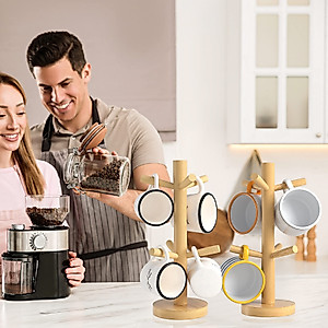 ToolinHand 2 Packs Wooden Coffee Mug Holder Tree for Counter, Cup Holder Mug Tree Stand for Large Mugs, Coffee Bar Organizer Accessories for countertop and Display