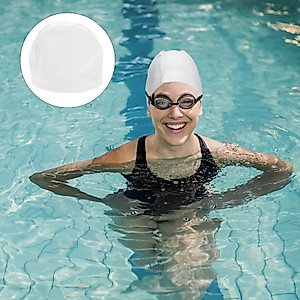 BESPORTBLE Pu Swimming Cap Flap Hats Swim Bag Neck Cap Swimcap Swim Cap Swim Turban Sun Caps Replacement Trampoline Poles Swimming Head Cap Portable Outdoor White Elastic Cap Miss