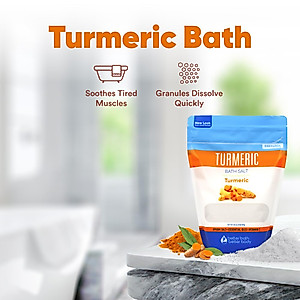 Turmeric Bath Salt 32 Oz Epsom Salt with Essential Oils Turmeric, Cinnamon, Orange Plus Vitamin C in BPA-Free Pouch with Easy Press-Lock Zipper | Natural Bath Soak to Relieve & Soothe | Made in USA