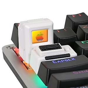 HONKID Esc Keycap for Mechanical Gaming Keyboard Switches, Custom Keycaps for Esc and Tab Key with Magnetic Light Macintosh Retro Style Design (White)