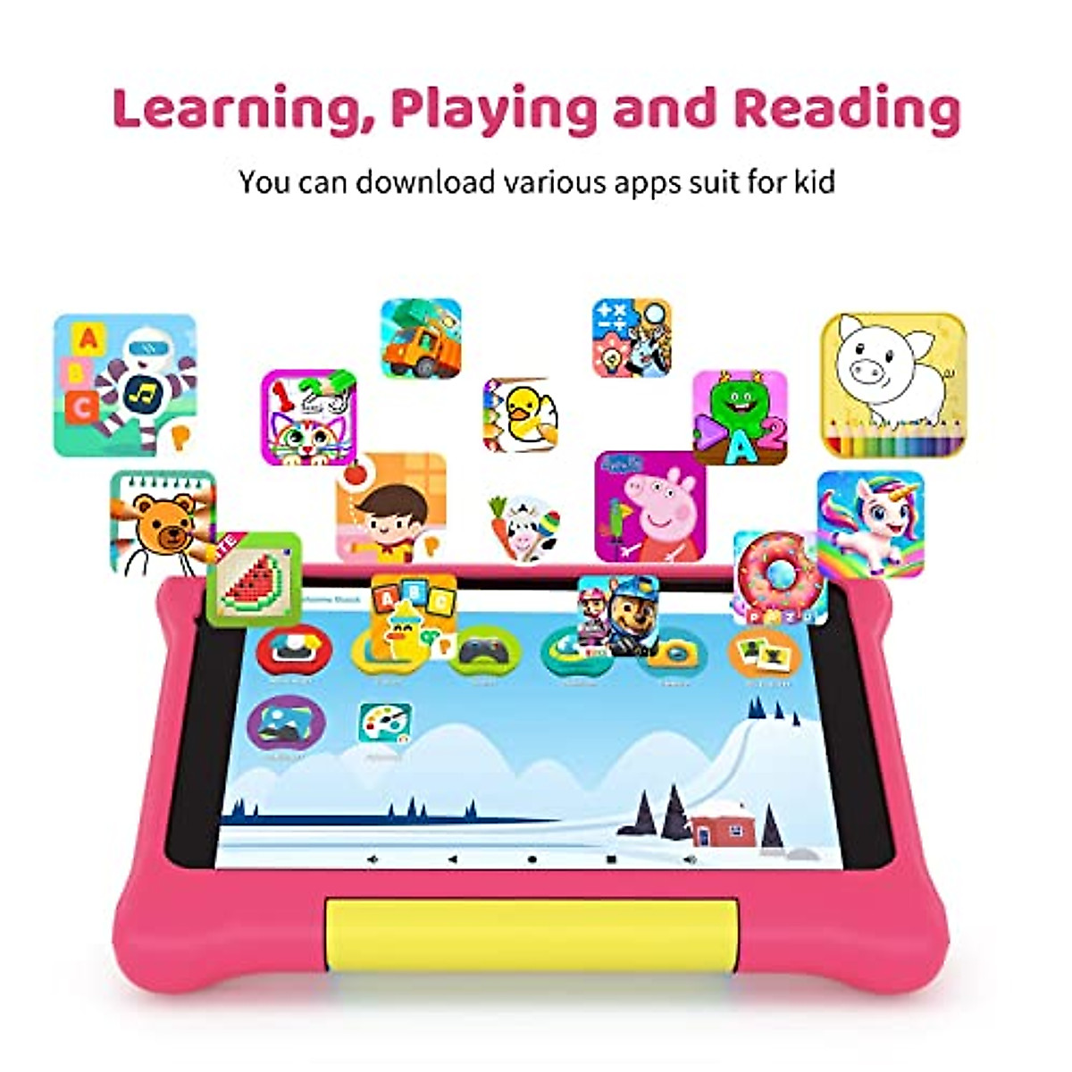 Fullant Kids Tablet 7 inch, Android 12 Tablet for Kids,IPS HD Display,2GB RAM 32GB ROM,Quad Core Processor,Dual Camera,Kidoz Preinstalled,Parental Control Tablets (Pink)