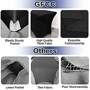 GFCC Black Spandex Table Cover - 6FT 3 Pack Stretch Table Covers Rectangle Spandex Tablecloth Elastic Stretch Table Covers for Wedding Party Restaurant Fitted Table Cloth