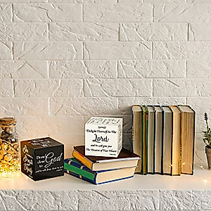 2 Pcs Bible Verse Mini Wood Signs Christian Decor Be Still and Know Religious Sign Wooden Scripture Desk Decor Rustic Bible Verse Blocks Home Scripture Word Plaque, 3.35 Inch (Vivid Style)