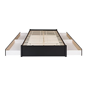 Prepac Select Queen 4-Post Raised Platform 4-Drawer Storage Bed, Modern Queen Storage Bed with Drawers 83" D x 63" W x 16" H, Black, BBSQ-1302-4K
