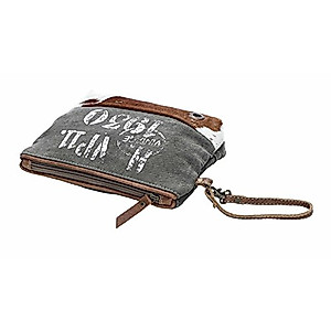 Myra Bag Vintage 1930 Upcycled Canvas Wristlet Bag S-1144