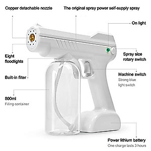 coamanug Steam Gun Nano Atomizer Cordless Rechargeable Electric Sprayer Portable Fogger Machine 800ML Handheld Wireless Sprayer for Home School Office Garden