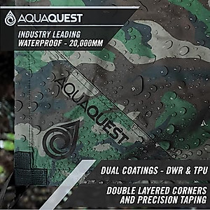 AquaQuest Defender Camping Tarp - Heavy Duty Tent Shelter or Rain Fly - Waterproof Camping Essentials for Hiking, Bushcraft & Hammock, 13 x 10 ft, Olive Drab Kit