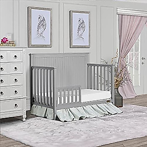 Dream On Me Universal Convertible Crib Toddler Guard Rail, Pebble Grey