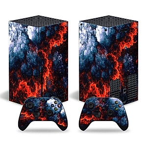 Whole Body Protective Vinyl Skin Decal Cover for Microsoft Xbox Series X Console, Magma Xbox Series X Skins Wrap Sticker with Two Free Wireless Controller Decals