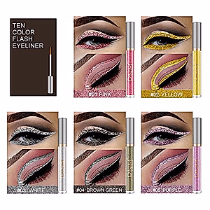 DNM 10 Color Liquid Glitter Sparkle Eyeliner Liquid Makeup Set delineadores de colores para ojos, Glitter Shimmer Metallic Liquid Eyeliner Liner Colorful Set Green Silver Eye Glitter eyeliner Pencil
