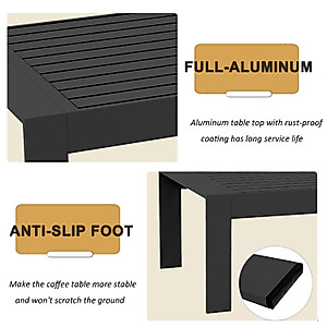 LayinSun Outdoor Aluminum Furniture Set, 5 Pieces Patio Sectional Conversation Chat Sofa Modern Seating Set with Coffee Table