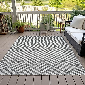 Addison Rugs Chantille ACN620 Charcoal 9' x 12' Indoor Outdoor Area Rug, Easy Clean, Machine Washable, Non Shedding, Bedroom, Living Room, Dining Room, Kitchen, Patio Rug