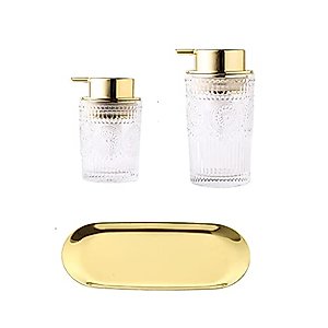 Soap Dispensers Countertop Clear Glass Soap Dispenser with ABS Pump, Refillable Liquid for Bathroom, Kitchen Soap Dispenser Lotion Dispenser (Color : Foaming, Size : Tray+S+L)