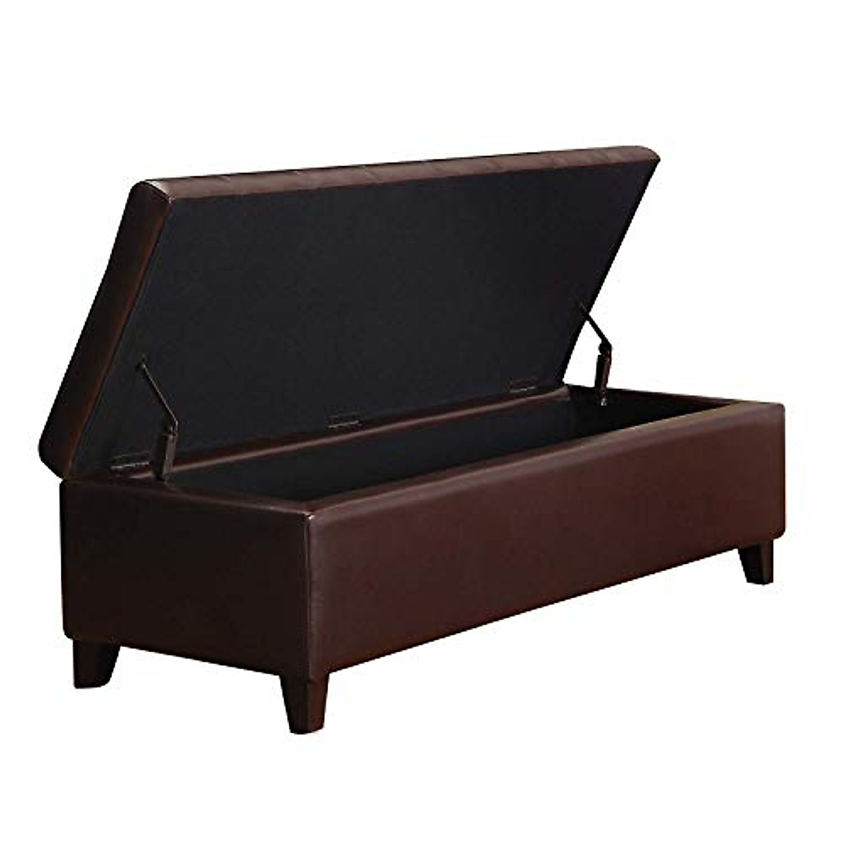 DECO DE VILLE Storage Ottoman, 51 Inch Storage Bench, PU Leather Ottoman Bench for Living Room, Bedroom and Entryway,Brown