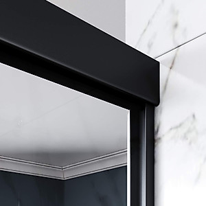 ELEGANT Bathtub Sliding Shower Door 60" W x 62" H Double Glass Tub Enclosure Shower Door,1/4 in. Clear Glass Tub Shower Doors，Black Hardware