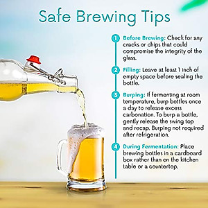 WILLDAN Set of 6-8.5oz Swing Top Glass Bottles - Flip Top Brewing Bottles For Kombucha, Kefir, Vanilla Extract, Beer - Airtight Caps and Leak Proof Lids, Bonus Gaskets and Funnel