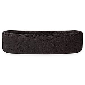 Suddora Workout Headband for Men and Women, Moisture-Wicking Athletic Sweatband, Lightweight Cotton Terry Cloth Bands for Basketball, Tennis, Football, Gym, Running, Cosplay & Costumes (Black)