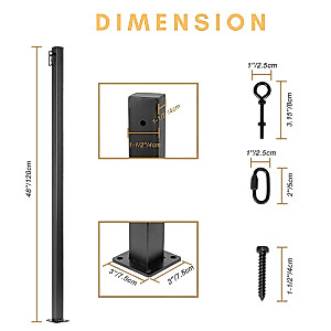 Meruzy String Light Poles 2 Pack - Outdoor Metal Posts with Hooks for Hanging String Lights - Garden, Backyard, Patio Lighting Stand Mounted on Brick Wall, Concrete Wall and Wood Top Rail