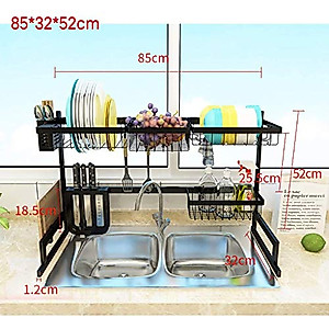 SDGH Dish Rack - Stainless Steel Dish Rack Nonslip Length Adjustable with Chopstick Holder