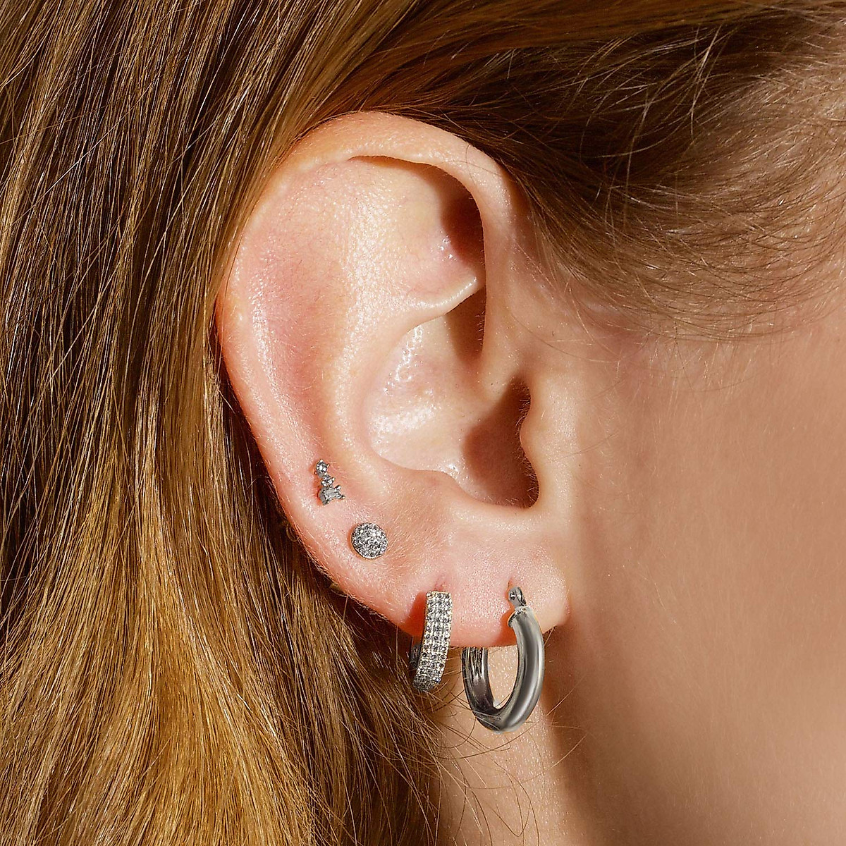 Silver Chunky Hoop Earrings Thick Hoops for Women | 925 Sterling Silver Post Shiny Polished Round-Tube Lightweight Hoop Earrings for Women Girls, Diameter 20mm