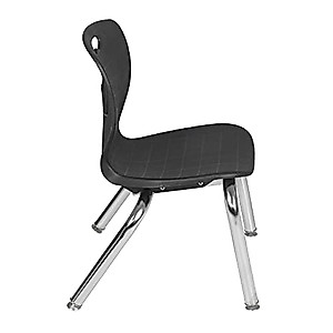 Romig Kee 30 in. Square Adjustable Classroom Table- White & 4 Andy 12 in. Stack Chairs- Black & Grey Base