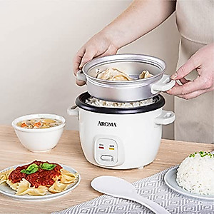 Aroma Housewares 4-Cup (Cooked) / 1Qt. Rice & Grain Cooker with Automatic Warm Mode, Steamer, One-Touch Operation, White (ARC-302-1NG),2 cup (uncooked rice)