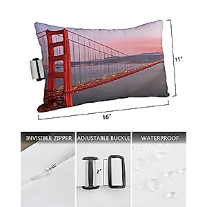 Recliner Head Pillow Ledge Loungers Chair Pillows with Insert Golden Gate Bridge Sunset Landscape Lumbar Pillow with Adjustable Strap Outside Patio Decorative Garden Cushion for Bench Couch, 2 PCS