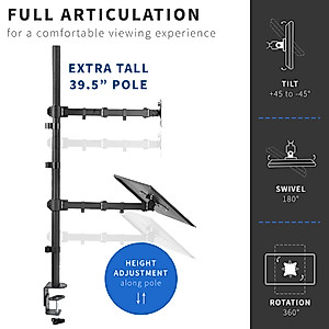 VIVO Laptop and 13 to 32 inch LCD Monitor Stand up Desk Mount, Extra Tall Adjustable Stand, Fits Laptops up to 17 inches (STAND-V012C)