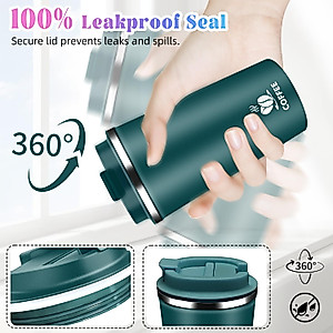 17oz Insulated Travel Coffee Mug with Flip Lid – Leakproof Stainless Steel Insulated Coffee Tumblers, Portable Thermos Cup for Hot & Cold Drinks, Perfect for Camping & On-the-Go