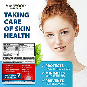 Acne Patches - Hydrocolloid Bandages with Salicylic & Hyaluronic Acids and Tea Tree Oil - Pimple Patches for Cystic Acne, Blemishes & Breakouts (120 Invisible Zit Stickers)