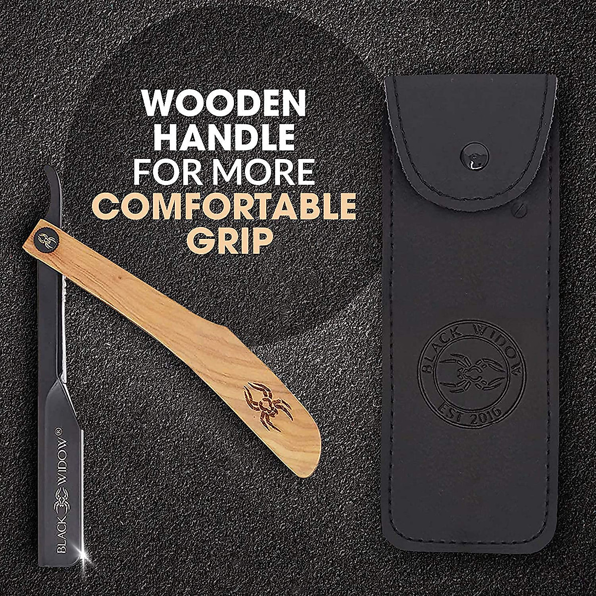 Professional Straight Razor for Men, Barber Straight Edge Razor Kit with 10 Double- Edge Straight Razor Blades, Straight Razor Shaving Kit Stainless Steel