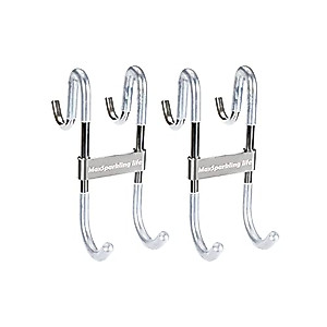 MaxSparkling life 2 Pack Shower Glass Door Hooks, Stainless Steel Double Hook Design, with Silicone Cover to Prevent Scratch, Black Hooks for Bathroom Glass Door Shower Door Hanging Towels, Bathrobes