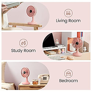 GiGimundo Desktop Fan,90° Rotatable Oscillating Desk Fan 3 Speeds Strong Airflow USB or Battery Powered Quiet Personal Fan for Home/offic /washroom