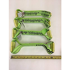 Safe 'n Secure 8 Point Heavy Duty Hi Viz Diamond Weave 18' Strap Kit for Rollback/Flatbed Tie Downs with 12" Chain Tail