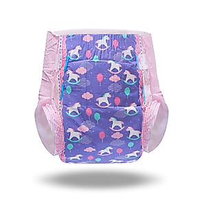 Littleforbig Adult Printed Diaper 40 Pieces (4 Packs) - Little Fantasy (Medium 28"-38")