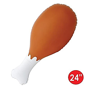 Beistle 2 FT Giant Inflatable Turkey Drumstick Leg Autumn Fall Thanksgiving Party Decorations and Photo Booth Props, Indoor/Outdoor Use, 24", Brown/White